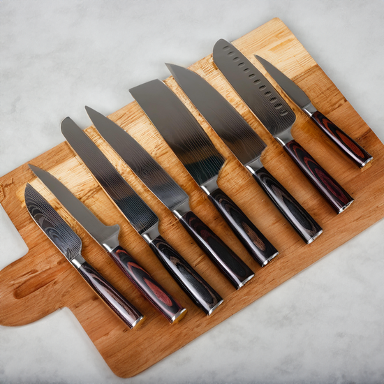 8-Piece Japanese Damascus Chef Knife Set – Masuta Kitchen